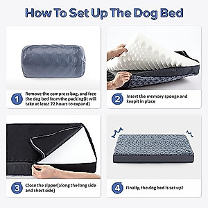 JOEJOY Orthopedic Dog Bed for Extra Large Medium Dogs, Big Egg-Crate Foam Dog Bed with Removable Waterproof Cover, Soft Rose Plush Pet Bed Mat with Non-Slip Bottom, Machine Washable (36"x27"x3")