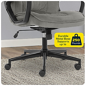 Serta Executive Office Chair Ergonomic Computer Upholstered Layered Body Pillows, Contoured Lumbar Zone, Base, Fabric, Black/Grey