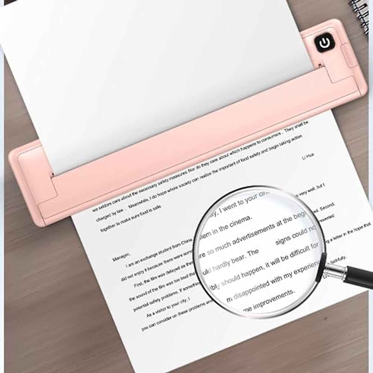 Gearwell Inkless Thermal Printer, A4 Paper Mini Printer, Bluetooth Connection Inkless Thermal Printing Machine, Battery Powered 90 Sheets Capacity Pink