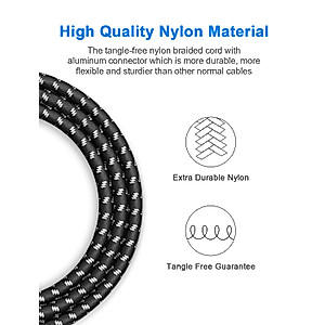 RIYO Guitar Cable 10 Feet Electric Instrument Cable 1/4 inch Straight to Straight for Electric Guitar, Bass Guitar, Keyboard, Pro Audio（Black-White）