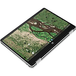 Laptop HP X360 14b Chromebook 14in HD Touchscreen Intel Celeron 4GB DDR4 32GB eMMC WiFi Webcam BO Speakers Bluetooth Chrome Silver Color (Renewed)