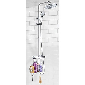 iDesign Euro Metal Hanging Shower Caddy with Swivel Hook and Bathroom Organizer for Shower Organization – 11" x 4.5" x 14.86", Silver
