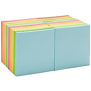 Amazon Basics Square Sticky Notes, 3 x 3-Inch, Assorted Colors, 24-Pack
