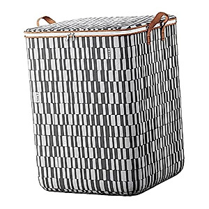 Gralara Clothes Storage Bag Box Tote with Lid Large Capacity Space Saver Clothes Storage Bin Organizer Container for Traveling Vacation Comforters, 180L 50x50x70cm