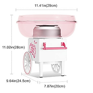 KLLsmDesign Cotton Candy Machine for Kids, Cart Design Desktop Electric Cotton Candy Maker with 10 Reusable Cones & Sugar Scoop for Children's Birthday Gift Family Party Holiday Use