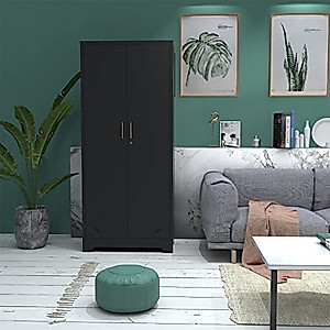PRODCA Metal Storage Cabinet,Storage Cabinet with Doors and Shelves,Garage Storage Cabinet with Lock for Office,Home,Garage,Gym,School .72.8”H×31.5”W×15.7”D (Black)