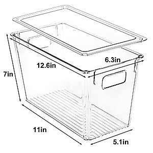 Moretoes 4 Pack Clear Plastic Storage Organizing Bins with Lids, Kitchen Organization Cabinet Fridge Organizer, Pantry Organization and Snack Storage Bins