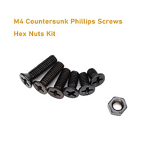 binifiMux M4 Flat Head Screws and Hex Nuts Phillips, M4 Countersunk Machine Screws, 220pcs (6 Sizes) M4-.7mm Black Bolts Nuts Assortment for Tv Stand,Computer Repairing, DIY