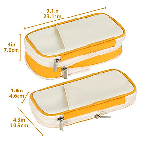 deli Foldable Pencil Pen Case Big Capacity Pencil Pouch Large Pencil Bag Makeup Bag for Teen Boys Girls School Students, Orange