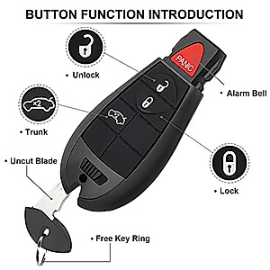 Key Fob Compatible for 2008-2010 Chrysler 300, 2008-2012 Dodge Challenger, 2008-2012 Dodge Charger, SaverRemotes 4 Button Remote Control Replacement for M3N5WY783X IYZ-C01C