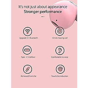 Aresrora Wireless Earbuds,TWS Bluetooth 5.1 in-Ear Headphones,TWS Wireless Earbuds with Type-c Charging Interface, Touch Control Earphones and Hi-Fi Stereo Sound Headset for iPhone and Android (Pink)