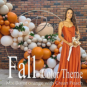 Burnt orange Balloon Garland Arch Kit 120pcs Double Stuffed Pumpkin Orange and Cream Peach fall balloon for Autumn Wedding Boho Teddy Bear Baby Shower, Birthday Decorations