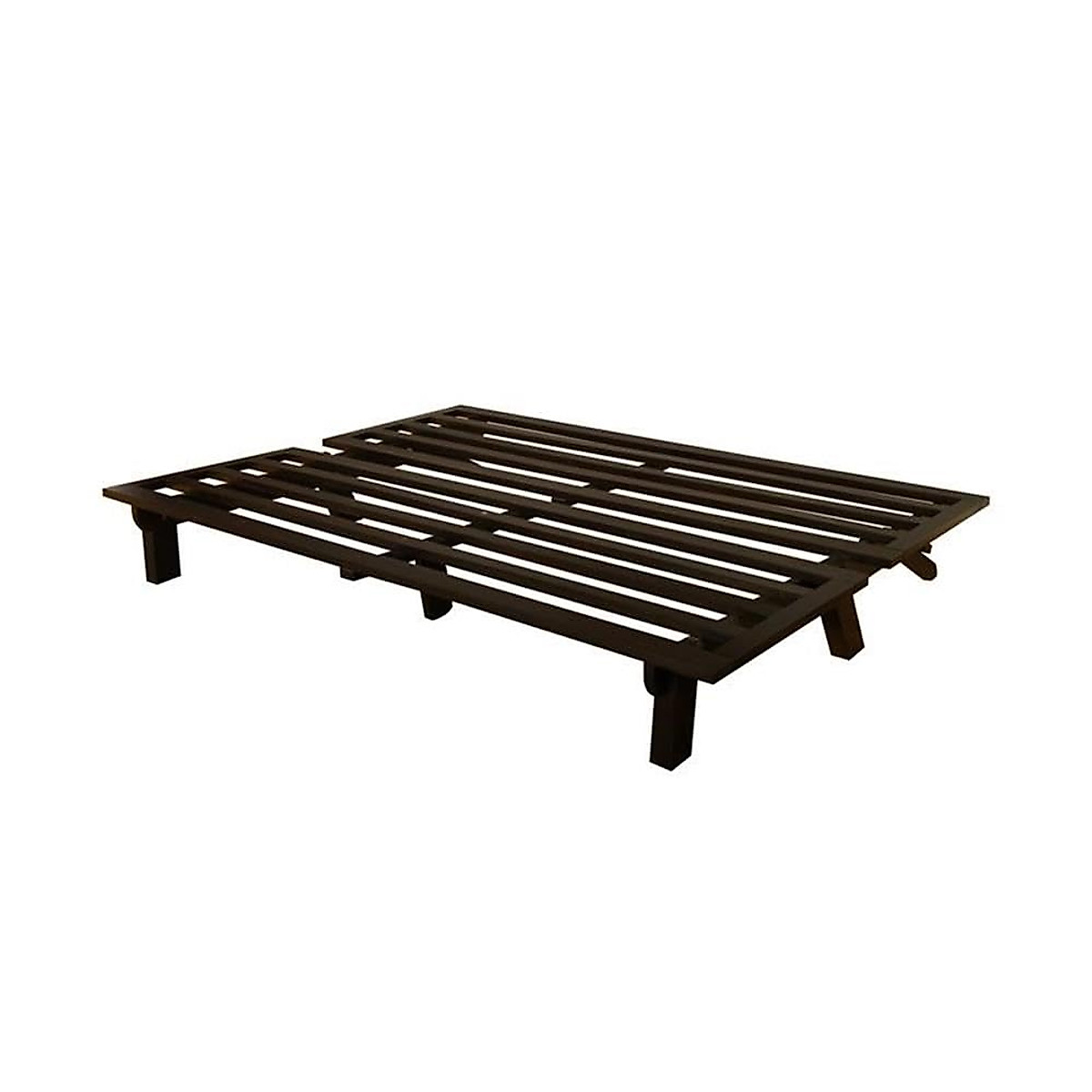 Kodiak Furniture Carson 75" Traditional Full-Size Wood Futon Frame, Solid Pine Construction, Assembly Required, in Java Brown Finish
