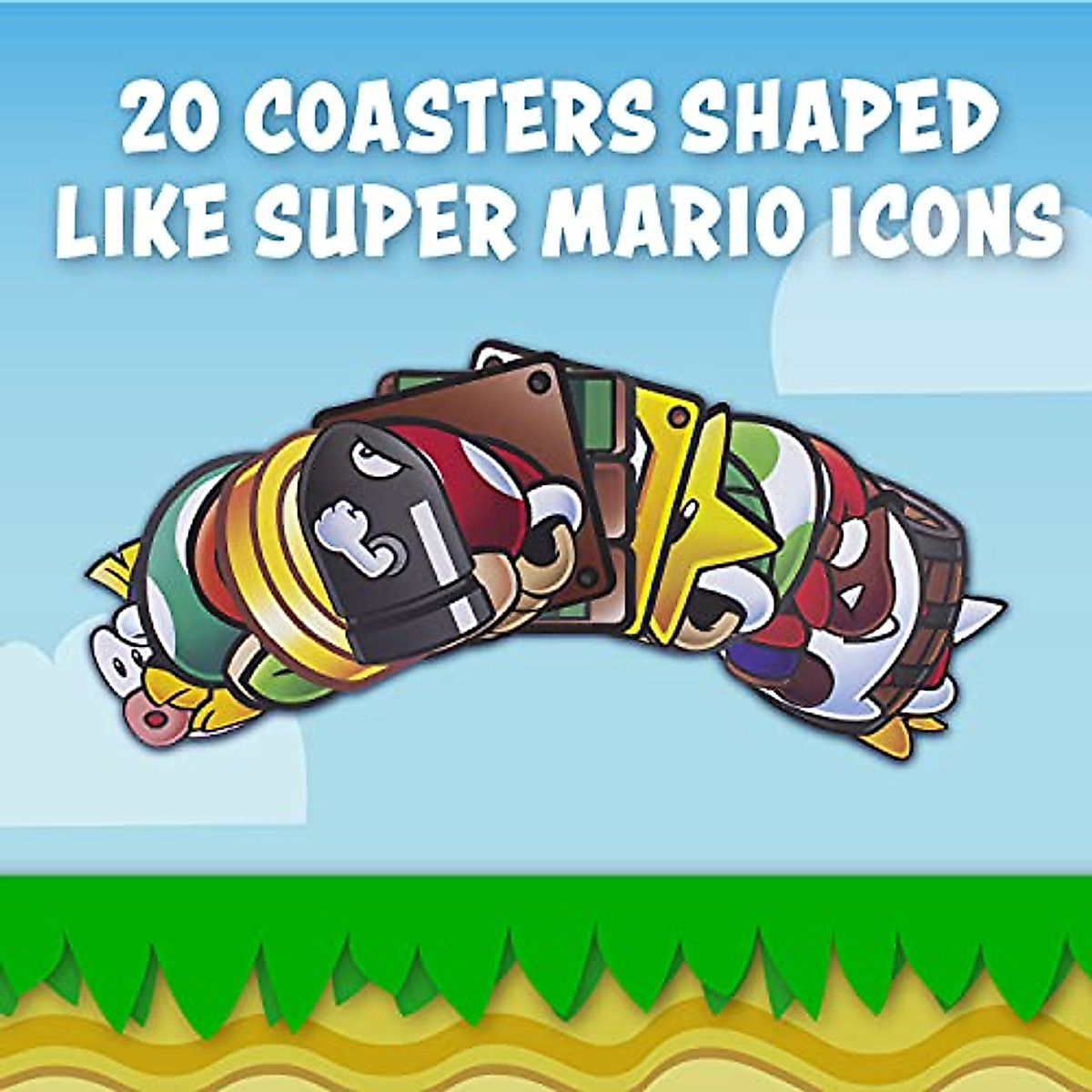 Paladone Super Mario Fun Fact Coasters, Set of 20, Officially Licensed Nintendo Merchandise, Multicolor, One Size, PP8051NN