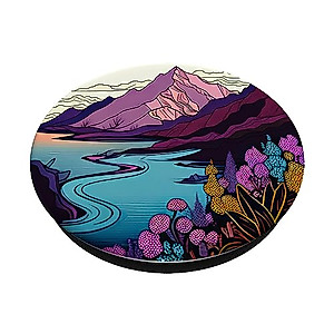 Mountain Wilderness Outdoor Flowery River Earthy Floral Boho PopSockets Standard PopGrip