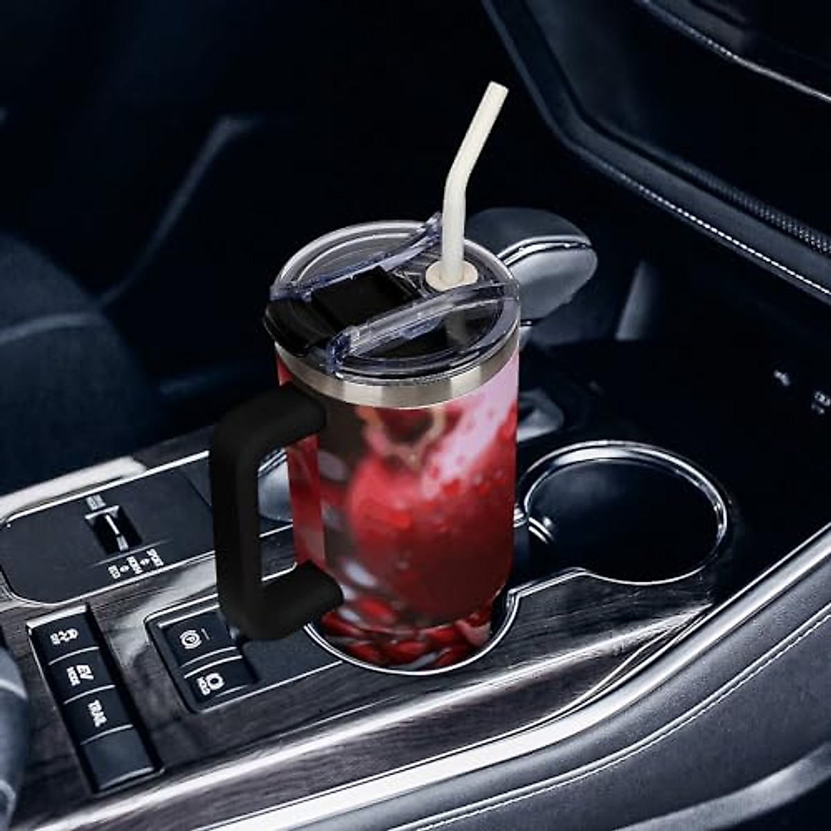 Pomegranate Fruit 40 Oz Water Bottle, Stainless Steel Tumbler with Handle And Straw, Extra Large Insulated Tumbler, Flip Straw Tumblers for Sports, Work, Car, Travel And Weekends