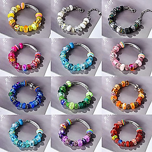 Aipridy Assortment European Large Hole Beads Spacer Beads Rhinestone Craft Beads for DIY Charms Bracelet Jewelry Making (Rainbow)