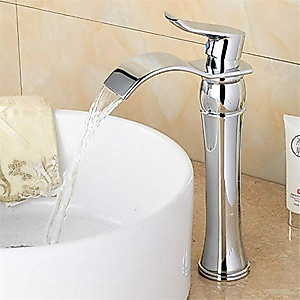 FHSRAEIP Bathroom Sink Faucet, Basin Faucets Bathroom Waterfall Faucet Single Handle Basin Mixer Tap Bath Faucet Brass Sink Hot and Cold Faucet,Bathroom Vanity Mixer
