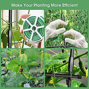 Cucumber Trellis for Garden Vegetable Trellis,63" x 63" U-Shaped Metal Garden Trellis Arch Plant Grow Support Frame for Climbing Plants Support Vegetable Flower Fruits Vine,with Nylon Netting(Black)