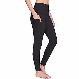 BALEAF Women's Waterproof Leggings Fleece Lined Thermal Warm Winter Yoga Water Resistant Pants with Pockets Black S