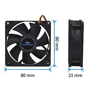 Kingwin 80mm Silent Fan for Computer Cases, Mining Rig, CPU Coolers, Computer Cooling Fan, Long Life Bearing, and Provide Excellent Ventilation for PC Cases-[Black] CF-08LB