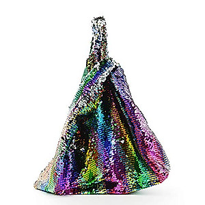 Miuco Rainbow Sequins Totes Colorful Reversible Sparkling Shoulder Bags