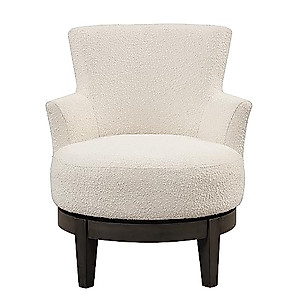 TARTOP 360 Degree Swivel Wingback Accent Chair Elegant Upholstered Seating Durable Rubberwood Legs for Any Space, Beige