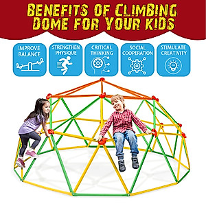 NAQIER Climbing Dome Upgraded 10FT Climber for Kid 3-10 Jungle Gym Monkey Bar Backyard Geometric Support 800LBS Outdoor Play Equipment Toddler Outside Toy