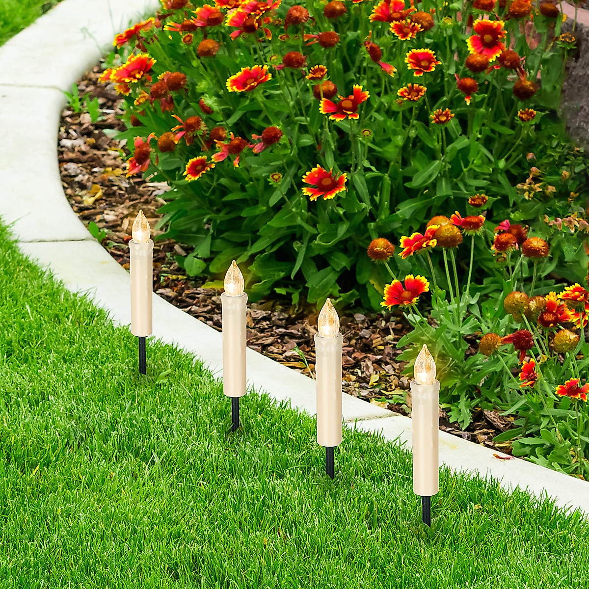 Daord Flickering Flameless Window Candle LED Christmas Tree Candle Lights Warm White Battery Operated Electric Taper Candles with Remote Perfect for Home Garden Wedding Parties Decor (12 PCS,Ivory)