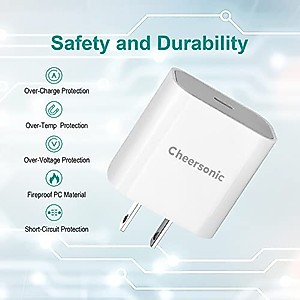 iPad Charger iPhone Charger, 20W USB C Fast Charger Plug, USB C Power Delivery Charging Adaptor Type C Wall Charger Adapter with 3FT USB C Cable for iPhone 14/14 Pro/14 Pro Max/13/Mini/Airpod