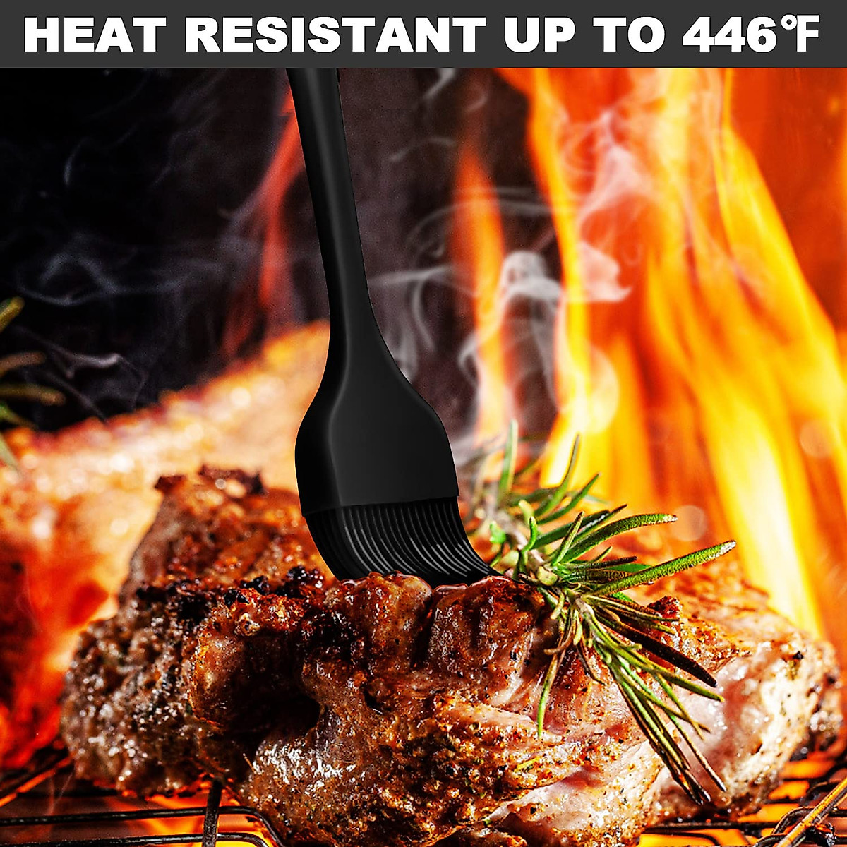 Anaeat 2 Pack Silicone Basting Pastry Brushes - Heat Resistant Brush with Soft Bristles, Hygienic One Piece Design, Marinade Brush Great in Baking for Spreading Oil Butter Sauce BBQ Grill (Black)