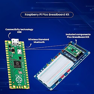 sb components Raspberry Pi Pico Breadboard Kit with Raspberry Pi Pico for Multi-Purpose Microcontroller Board with Pi Pico Breadboard Kit Breakout Board for Projects