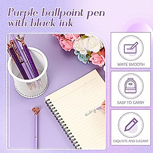 6 Pcs Ballpoint Pen Set Include Crystal Diamond Pen Slim Metal Ballpoint Pens Black Ink Stylus Pen Liquid Sand Pen Retractable Glitter Pen for Office School Gifts Wedding Party Supplies (Purple)