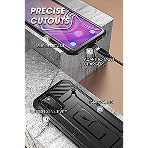 SUPCASE Unicorn Beetle Pro Series Designed for Samsung Galaxy S20 FE (2020 Release), Full-Body Dual Layer Rugged Holster & Kickstand Case with Built-in Screen Protector (Black)