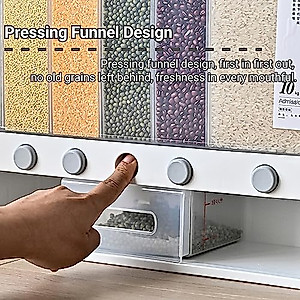 GOVNPJ Wall Mounted Dry Food Dispenser 6 Grid Cereal Dispenser Rice Storage Tank Space Saving Containers for Rice Nuts Beans