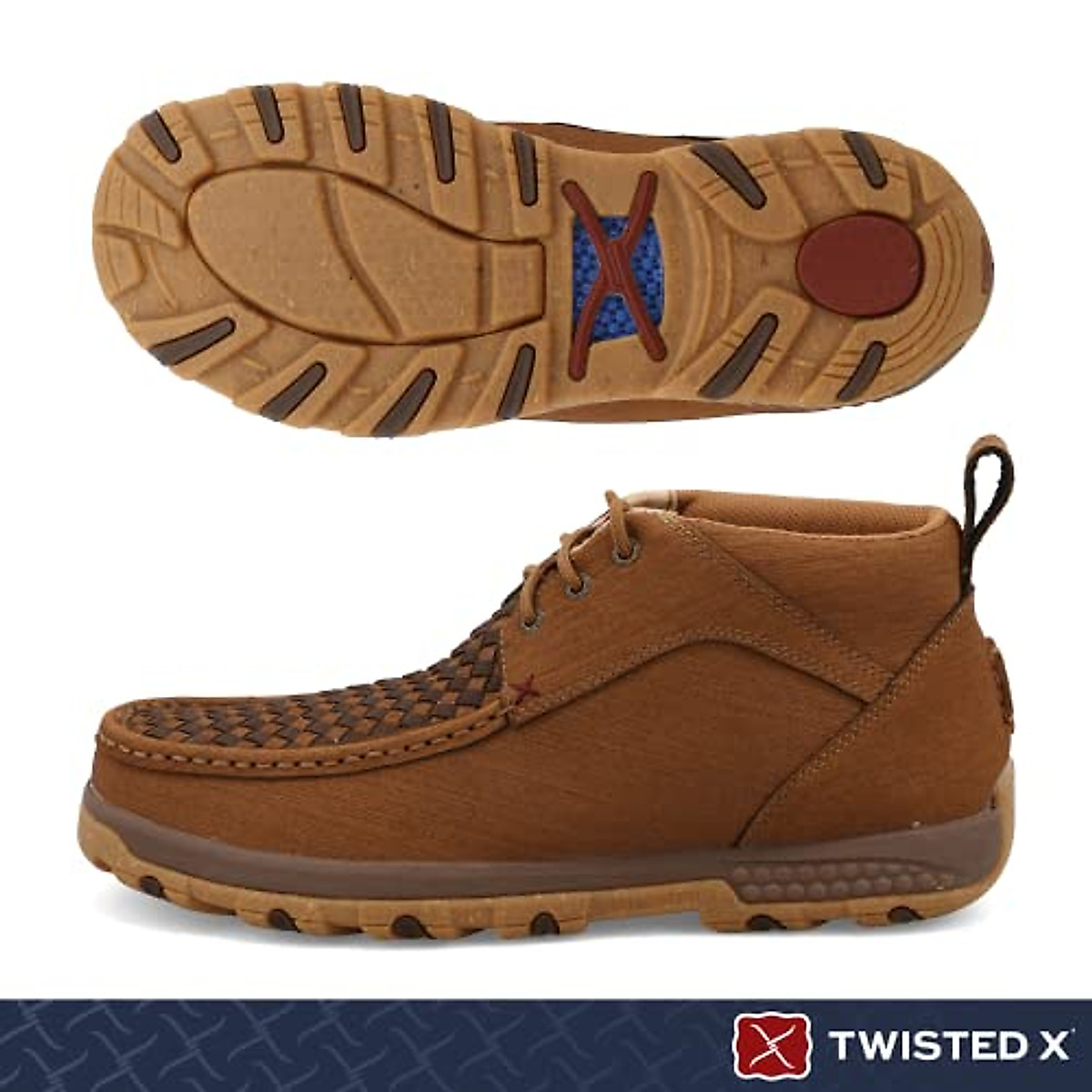 Twisted X Men's Chukka Driving Moc, Moc Toe with CellStretch, Clay & Cocoa, 10.5 M