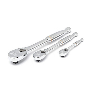 GEARWRENCH 3 Piece 1/4", 3/8" & 1/2" Drive Full Polish Ratchet Set, 90 Tooth - 81206T, Multi