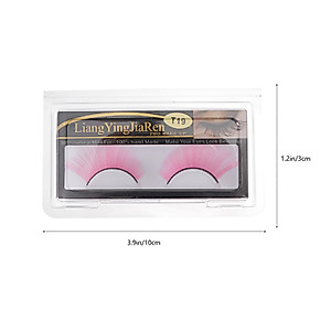 Lurrose 3 Pairs of Fake Eyelashes Curly Eyelashes Extension Halloween Cosplay Dress up Art for Carnival Party Prop (Pink)
