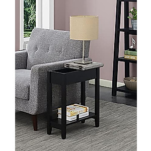 Convenience Concepts American Heritage Flip Top End Table with Shelf, Faux Birch/Black