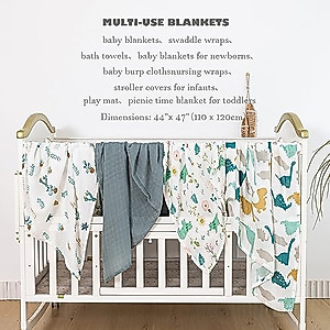 Catteyonce Swaddle Blankets, 4 Pack Breathable Muslin Swaddle Blankets, Cotton Soft and Comfortable Receiving Blanket for Newborn Boys and Girls, Orange/Giraffe, Large 44 "x 47 "