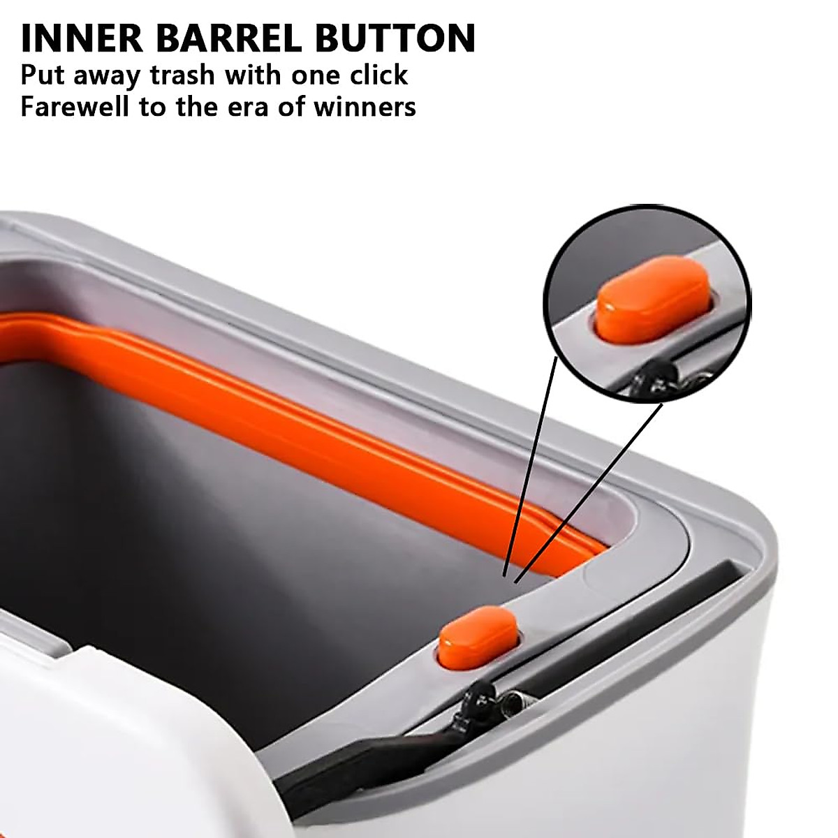 MegLob 9L Kitchen Wall Mounted Trash Can, 2.4 Gallon Compost Bin with Inner Bucket, Medium Modern Garbage Bin with Detachable Liner Bucket and Handle,White