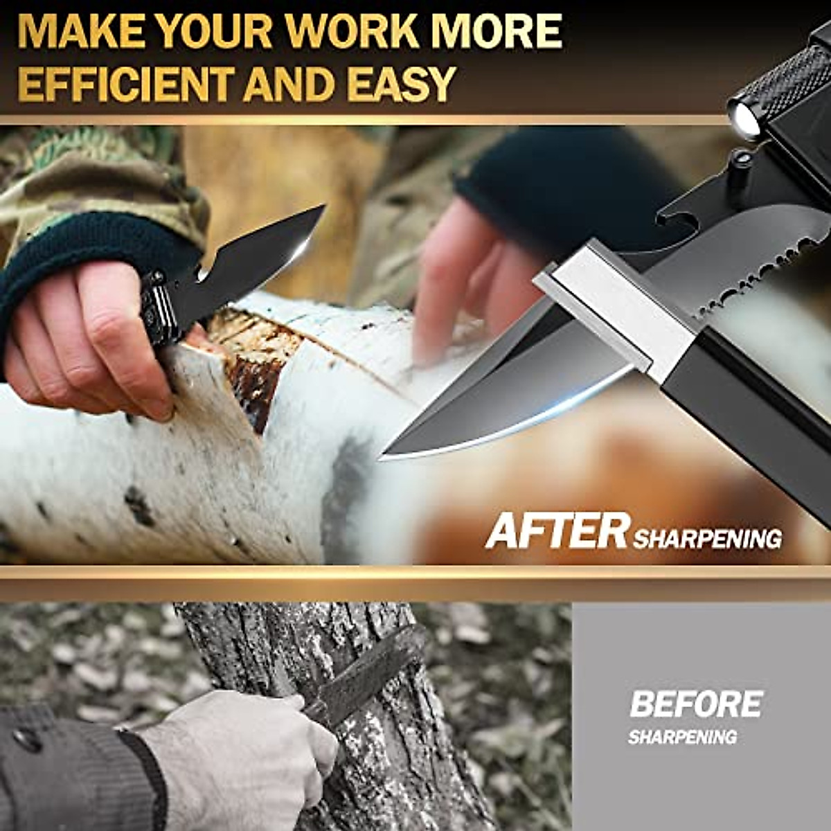 Knife Sharpener Blade Sharpening Whetstone: Pocket Sharpen Garden Tool Shears Scissors Knives Pruner Portable Knife Sharpener & Stocking Stuffers for Men Keychain Multitool - Key Shaped Pocket EDC Too