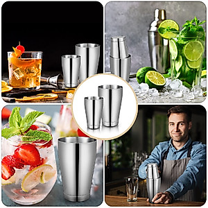 Lallisa 10 Pieces Cocktail Shakers Professional Bar Shaker Boston Shaker Set Stainless Steel Martini Shaker Drink Mixer Basic Tools Weighted Shake Metal Can for Bartenders, 18 Oz, 28 oz