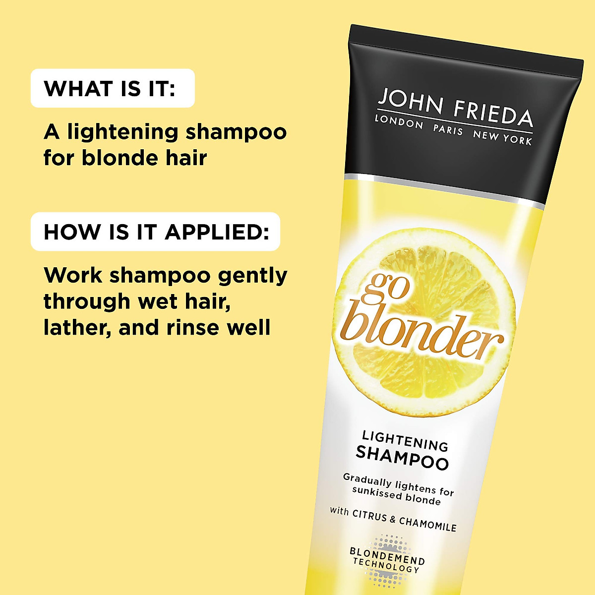 John Frieda Sheer Blonde Go Blonder Shampoo, Gradual Lightening Shampoo, 8.3 oz, with Citrus and Chamomile, featuring our BlondMend Technology 8.3Oz Bottle