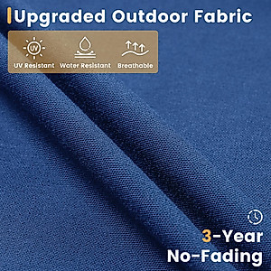 HOOOWOOO Patio Furniture Set,7 Piece Outdoor Furniture Set with Fire Pit Table,Wicker Patio Conversation Couch Swivel Chairs Ottoman Set,Navy Blue