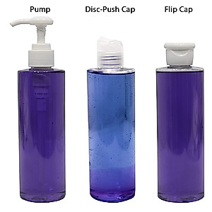 Rtek 8 Ounce Clear Plastic Empty Bottles With Flip Cap, Refillable Containers for Shampoo, Lotions, Cream and more Pack of 6, BPA Free (Flip Top) 8 oz