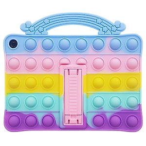 LUSTAM Pop it Case for All New Amazon Fire HD 8 and HD 8 Plus Tablet (8" 10 Generation, 2020 Release), Fidget Poppers Pop its Poppet Foldable Kickstand Silicone Handle Kids Friendly Protective Case
