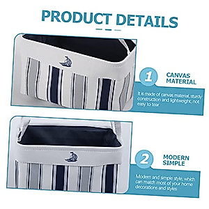 PLAFOPE 3pcs Sundries Containers Clothes Laundry Bedroom Basket Canvas Books for Organizer Multi-function Large Foldable Bins Room Bathroom Handle Storage Bin Hamper Nautical
