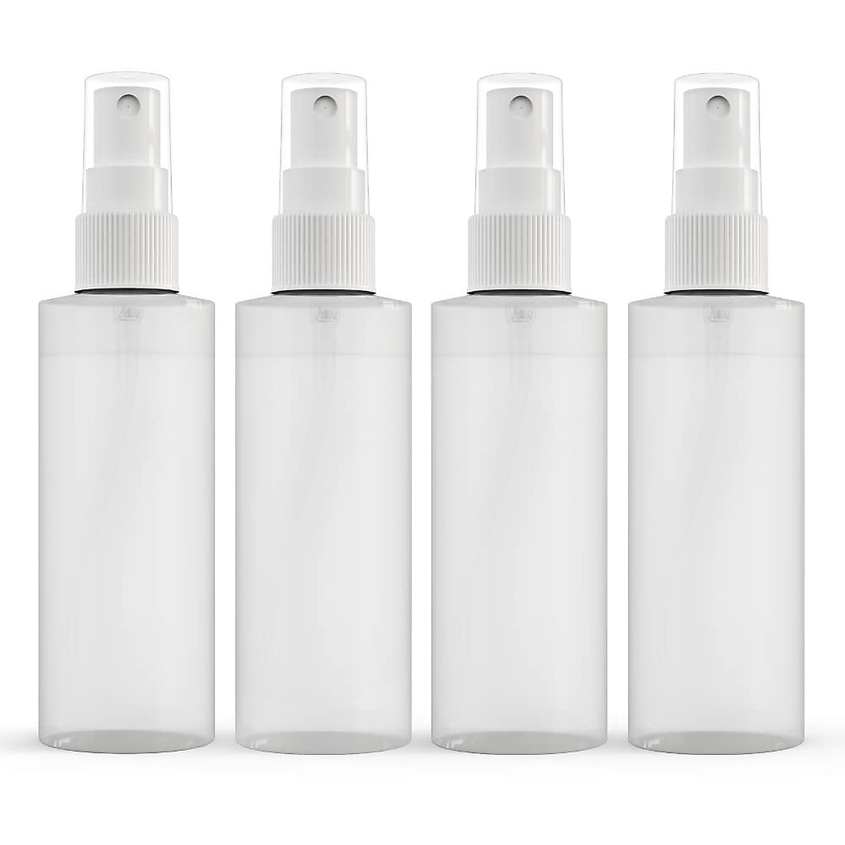 【Made In USA】Plastic Spray Bottle Fine Mist 4 Oz (120ml) – Refillable, Reusable, Portable Sprayer, Travel Size, Leak Proof for Household Use, Essential Oil, Cleaning Solution and Perfume (4 Pack)