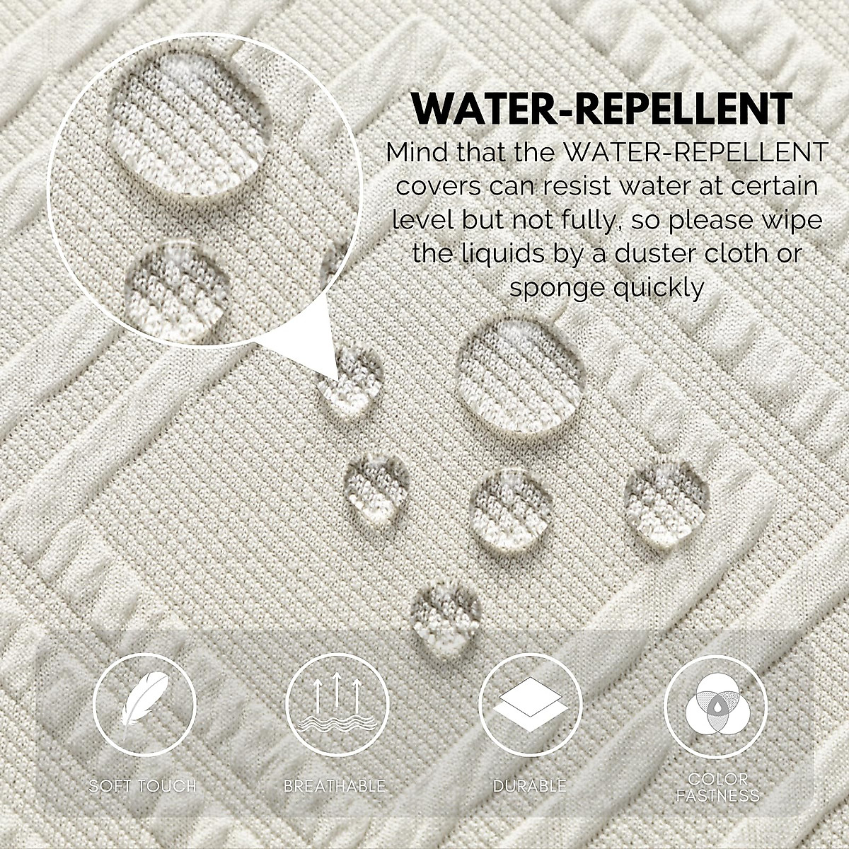 SearchI Waterproof Dining Chair Seat Covers Set of 4, Washable Stretch Seat Covers for Dining Chairs, Rear-Covered Dining Room Seat Cover Protector(Cream Rhombus Jacquard)